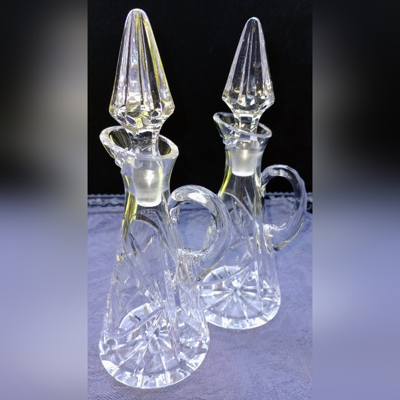 Dining | Beautiful Cut Crystal Brilliant Rare 2 Piece Cruet Set | Poshmark